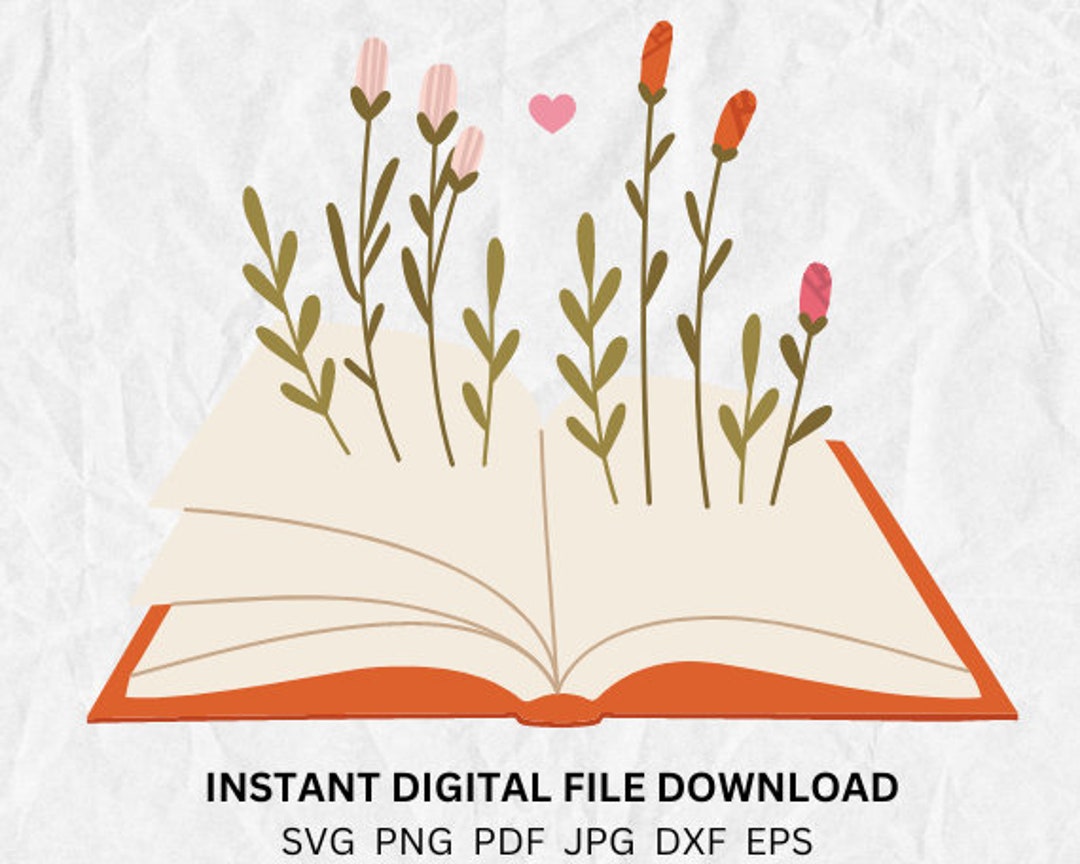 Book Flowers Svg Opwn Book Svg Books Clipart Books Svg School Svg ...
