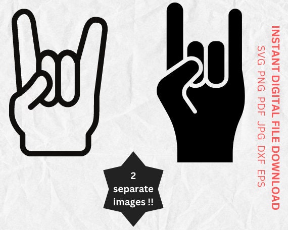 Rock Hand Files for Cricut Vector Rock Hand Svg Rock on Hand Png Rock ...