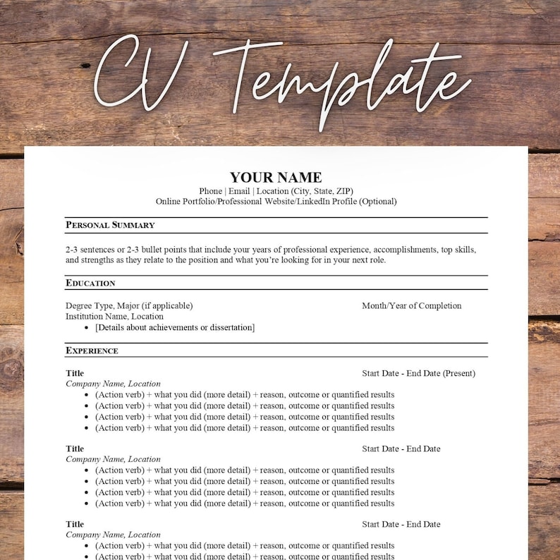 CV ATS Friendly Resume Template, Clean, Simple Resume Template for Word ...