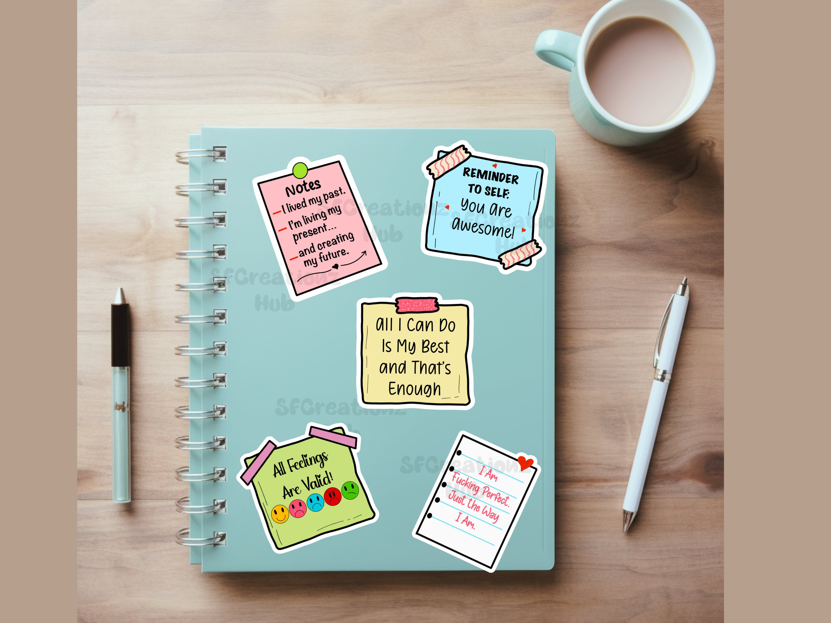 Mental Health Affirmations Sticky Notes Stickers PNG Trendy ...