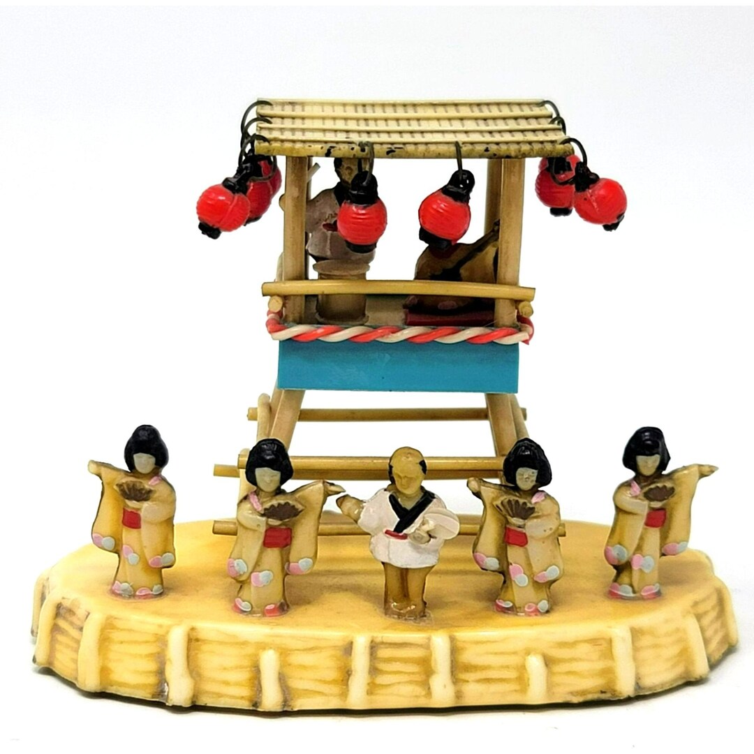 Vintage Japanese Celluloid Mini Figures With Musicians, Geisha Girl ...