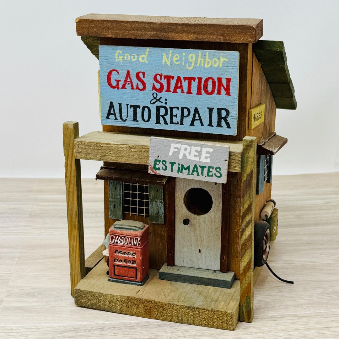 Rustic Wooden Gas Station Auto Repair Shop Bird House Handmade - Etsy
