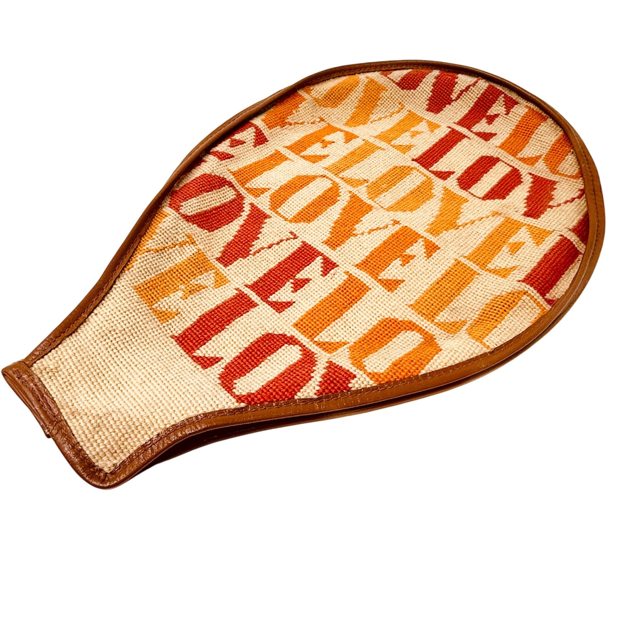 Vintage Needlepoint Tennis Racket Racquet Cover With Multicolor Retro ...