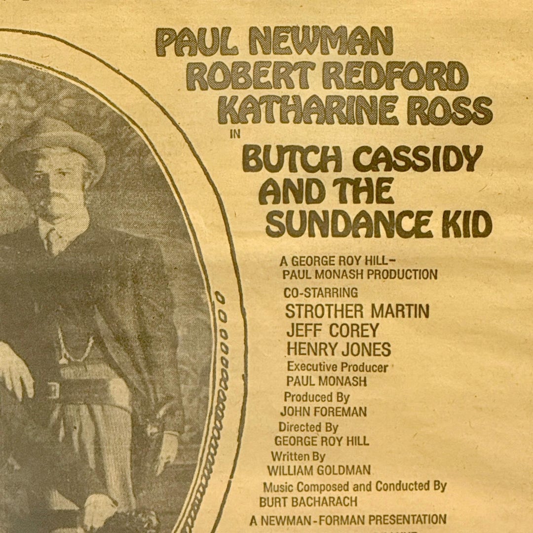 Vintage 'butch Cassidy' Premiere Announcement: Paul Newman, Robert ...