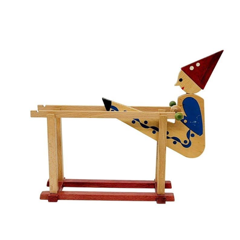 Vintage Wood Tumbling Gymnastics Acrobat Clown Folk Art Toy East ...