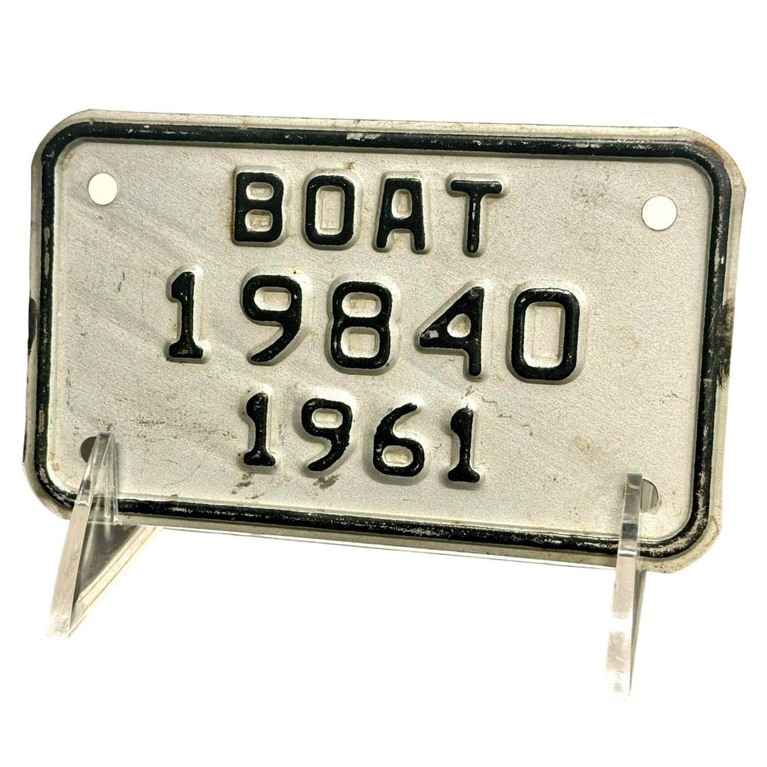 Vintage 1961 Boat License Plate in Black and White Ca:1961 - Etsy