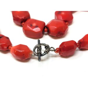 Vintage Chunky Coral Choker Statement Necklace 17