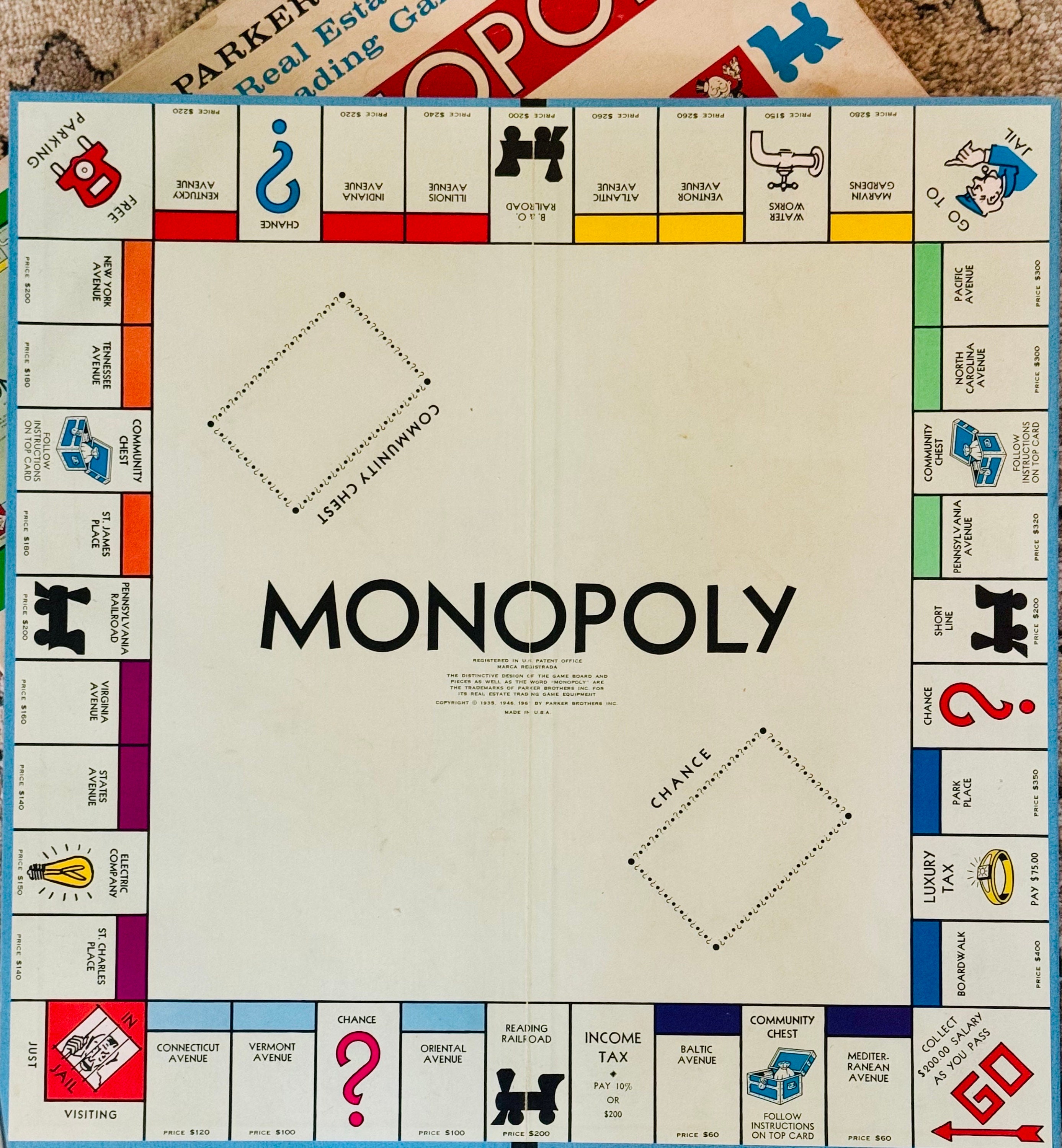 Vintage Monopoly 1961 Complete Board Game Metal Pieces Dice Money Cards ...