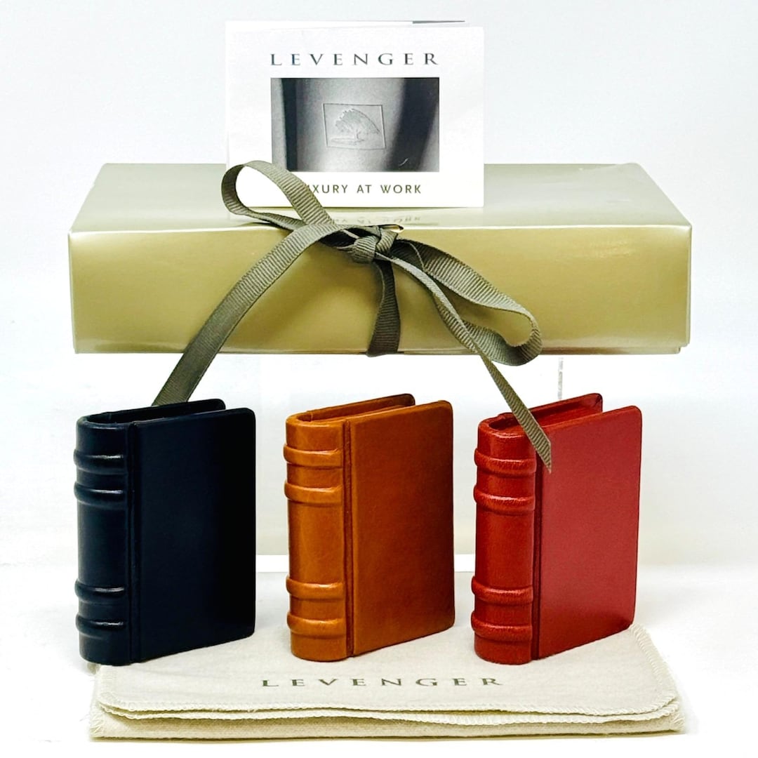 Levenger Luxury Mini Book Leather Paperweights Office Decor Set of 3 in ...