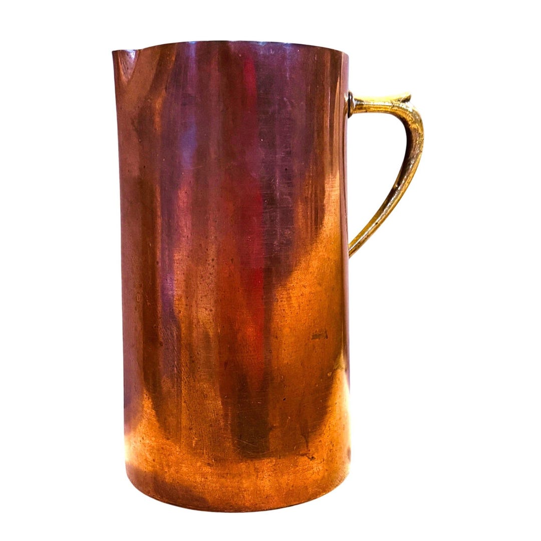 Vintage Large Two Quart Jenzo Italy Italian Copper Pitcher With Brass ...