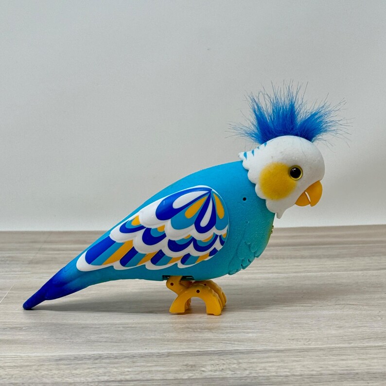 Vintage Talking & Moving Retro Parrot Bird Toy With Blue Flocked Design ...