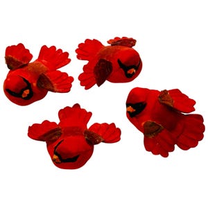 Set of 4 Vintage Red Cardinals Mushroom Birds for Christmas and ...