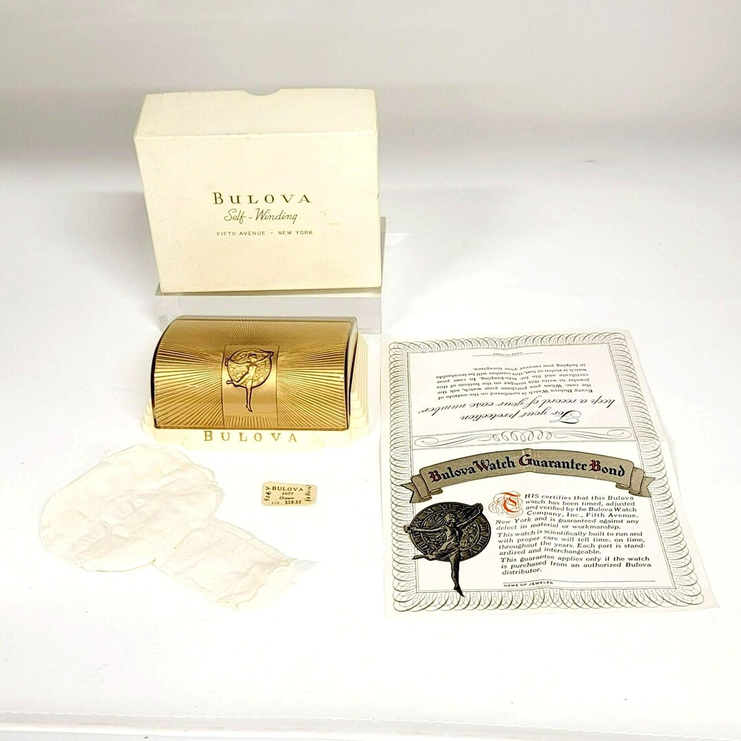 Vintage Empty Bulova Celluloid Watch Case With Box, Guarantee, and ...