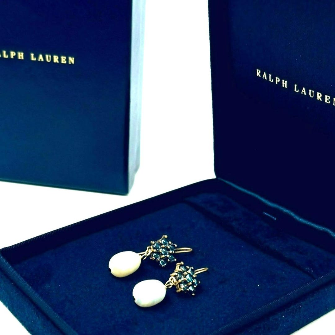 New Vintage Ralph Lauren Collection Runway Couture Gripioux Blue Crystal Faux Sapphire and Pearl ...