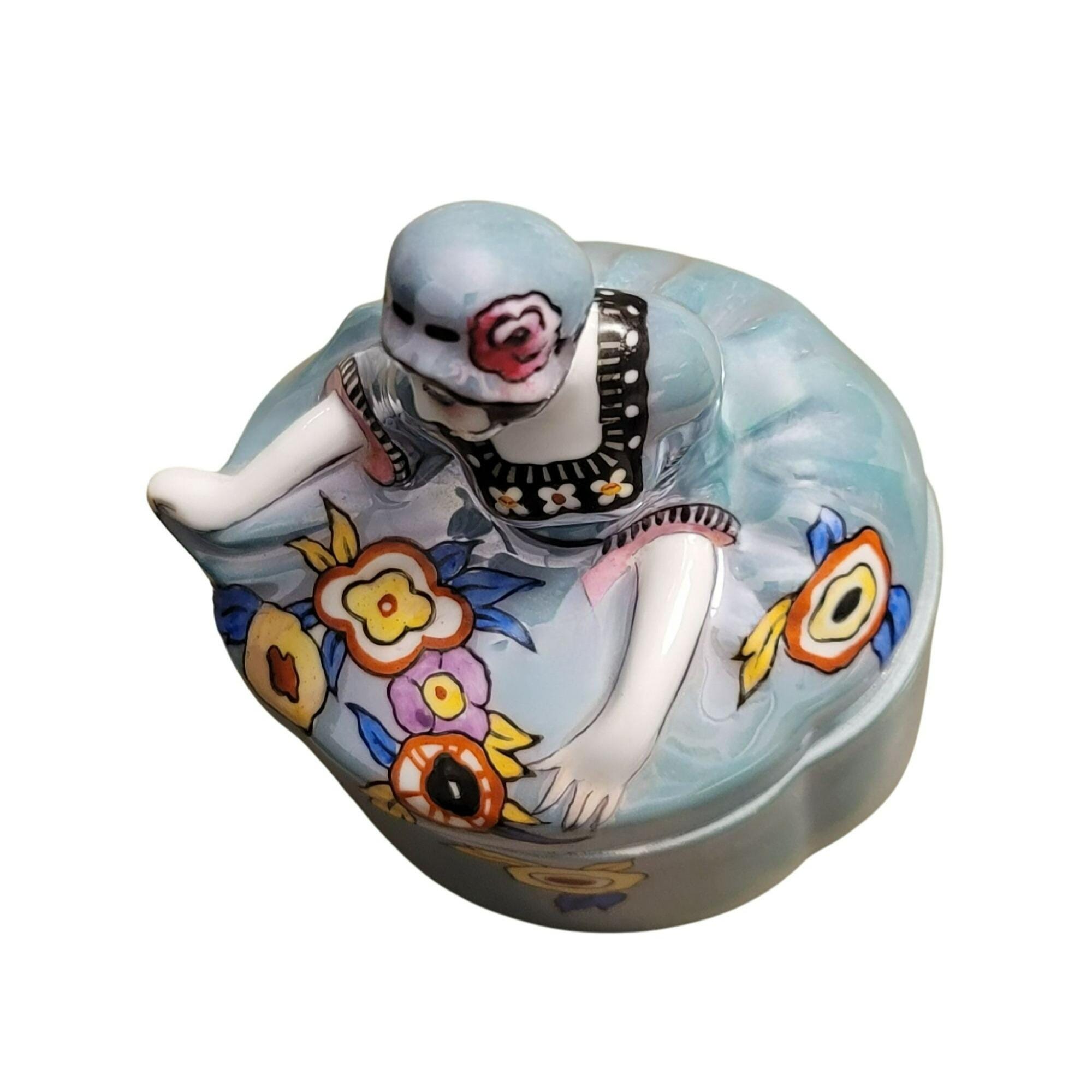 Vintage Noritake Lusterware Powder Box: Art Deco Lady Dresser Jar 25920 ...