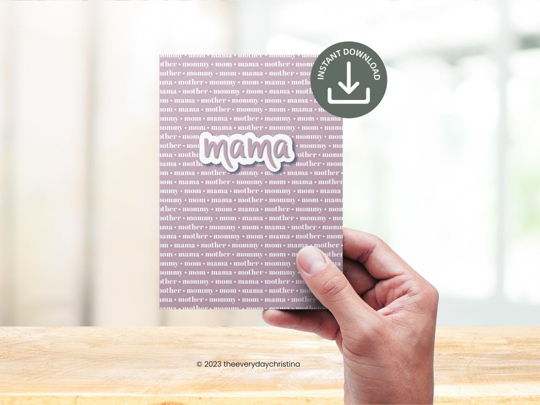 Set of 4 PRINTABLE mama Cards Mothers Day, Baby Shower, New Mom Card A6 ...