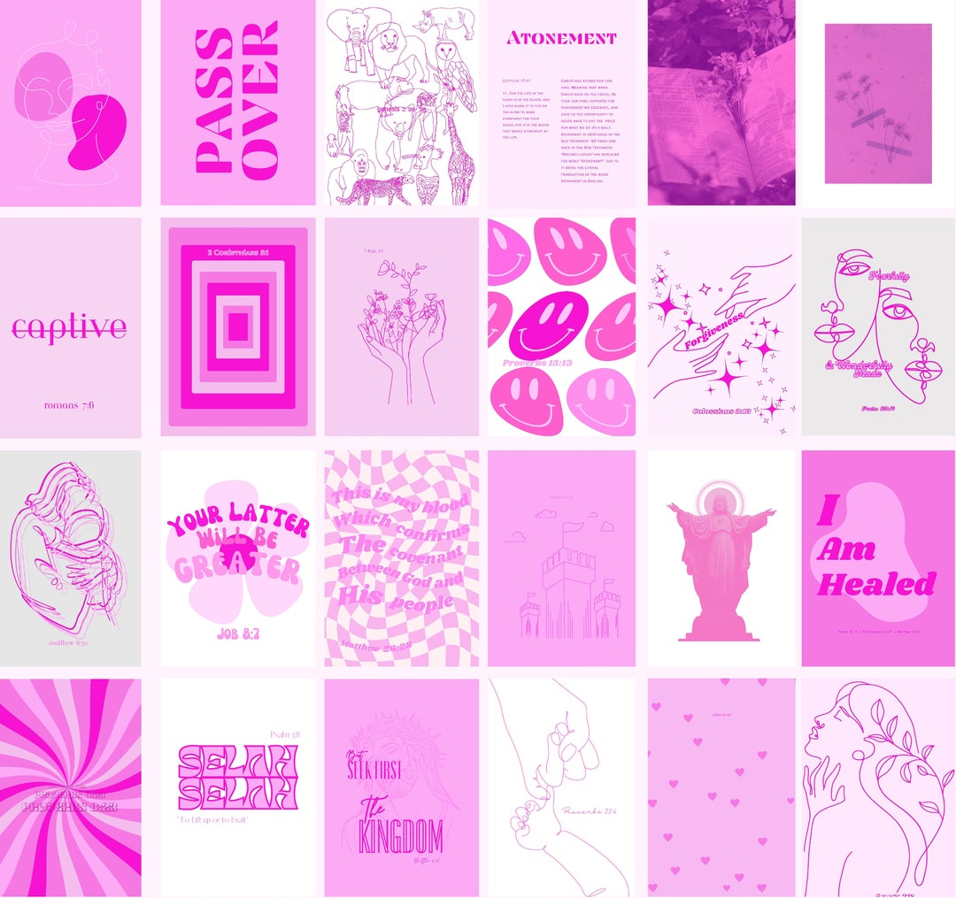 Pink Aesthetic, Trendy Jesus Wall Art, Groovy Fun Room Decor, Trendy ...