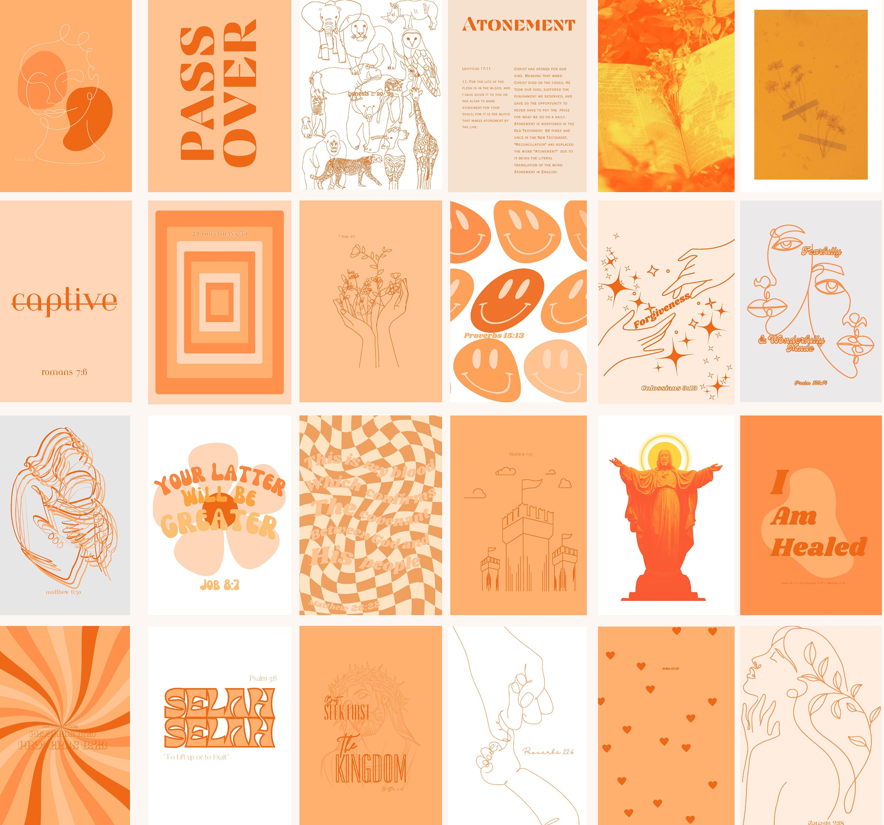 Orange Aesthetic, Trendy Jesus Wall Art, Groovy Fun Room Decor, Trendy ...