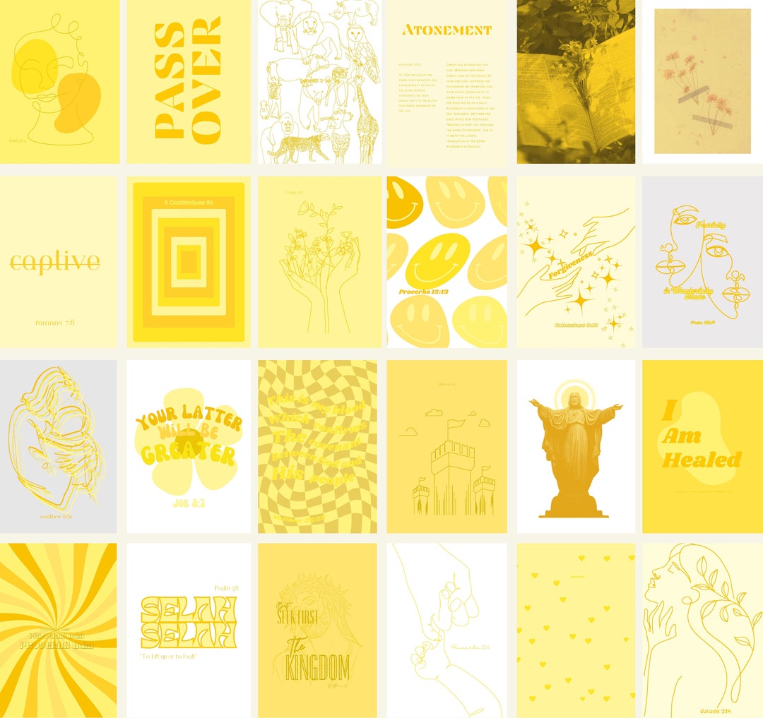 Yellow Aesthetic, Trendy Jesus Wall Art, Groovy Fun Room Decor, Trendy ...