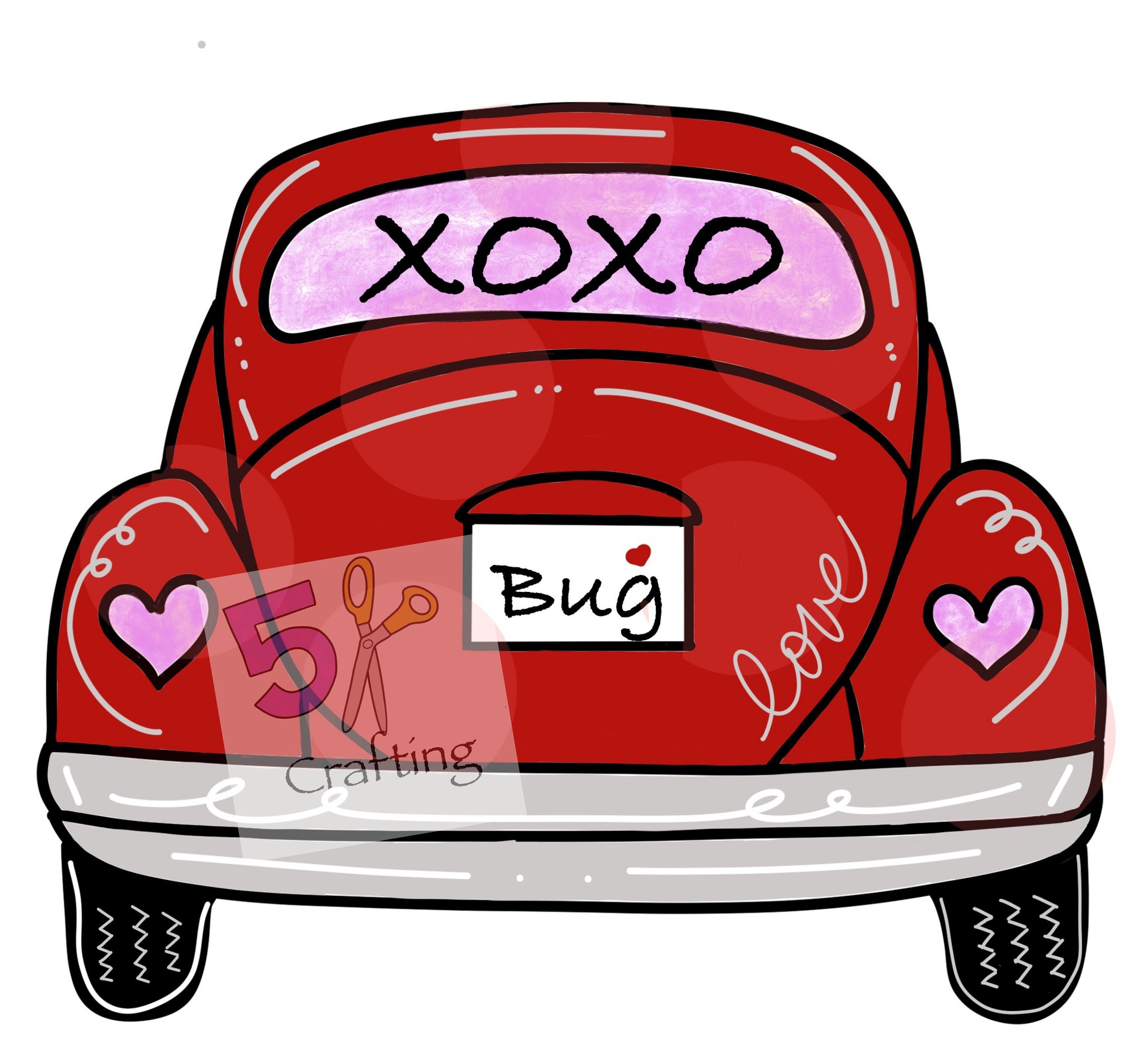 TEMPLATE DOOR HANGER: Valentine's Love Bug Car - Etsy