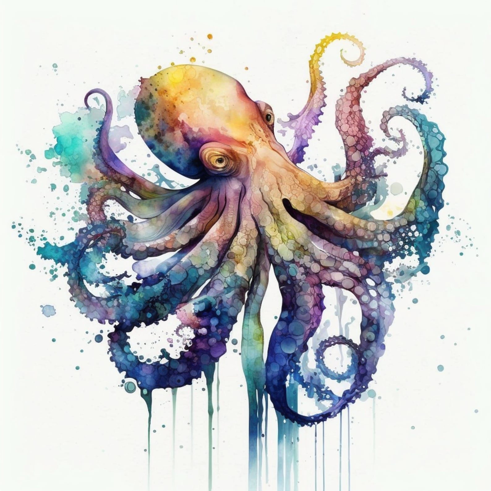 Octopus Watercolor Clipart Octopus Watercolor Octopus Clipart PNG ...