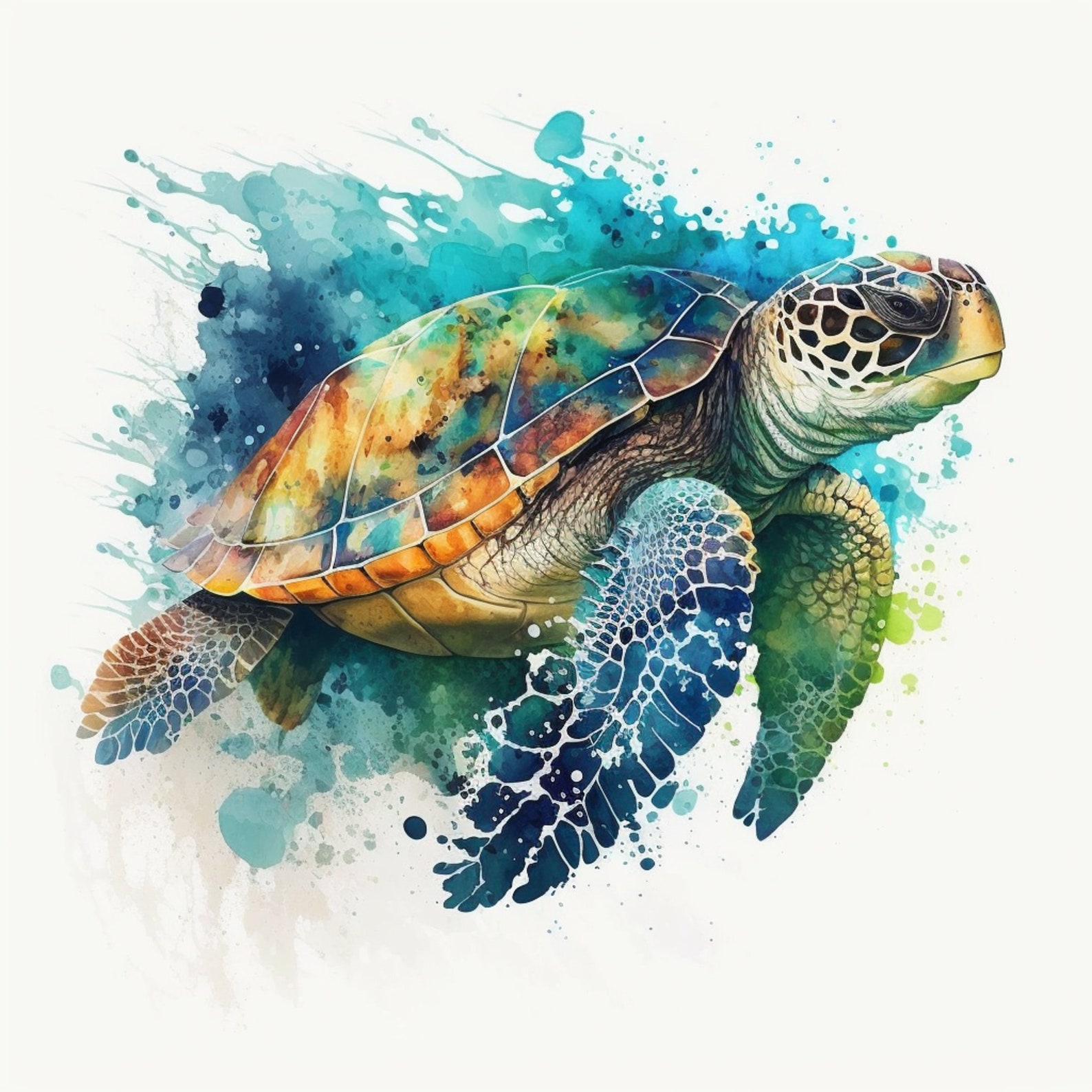 Sea Turtle Watercolor, Digital Downloads, Sea Turtle Clipart, Sea ...