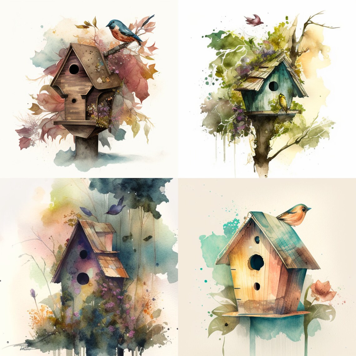 Watercolor Birdhouse Clipart: High-quality Pngs (digital Download) - Etsy