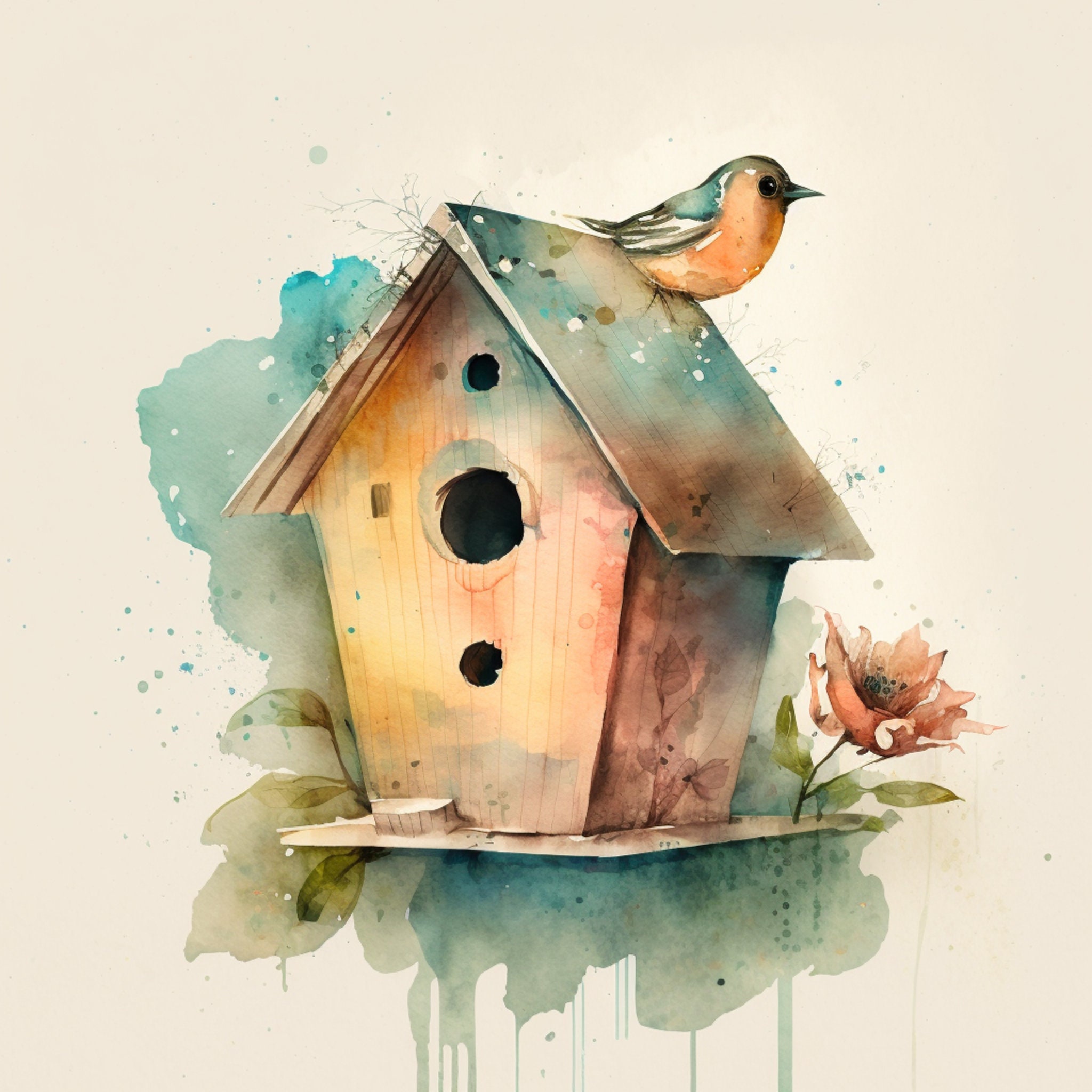 Watercolor Birdhouse Clipart: High-quality Pngs (digital Download) - Etsy