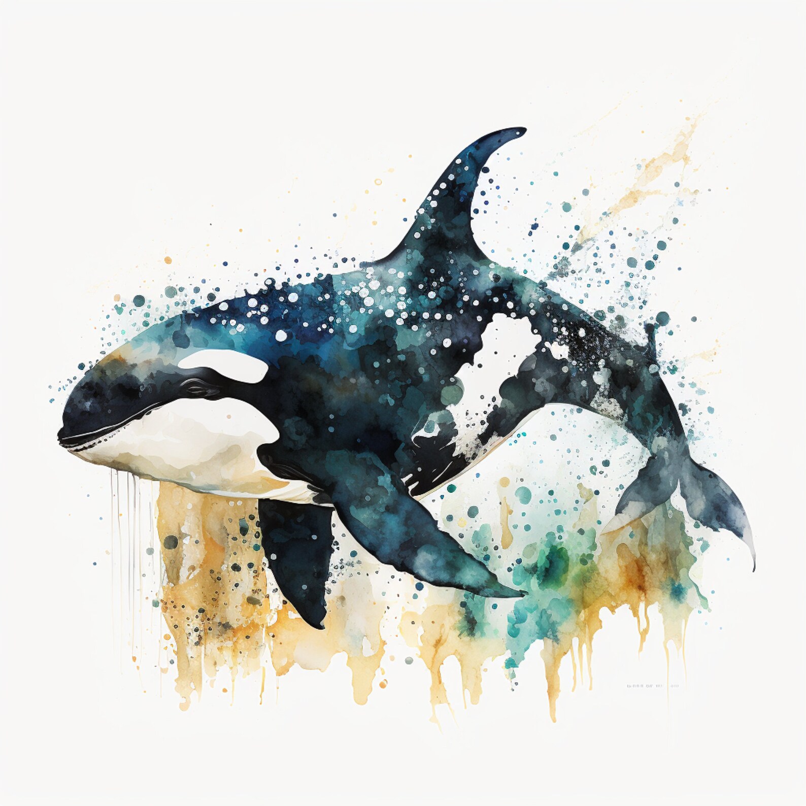 Orca Watercolor, Digital Downloads, Orca Clipart, Orca PNG, Orca Wall ...