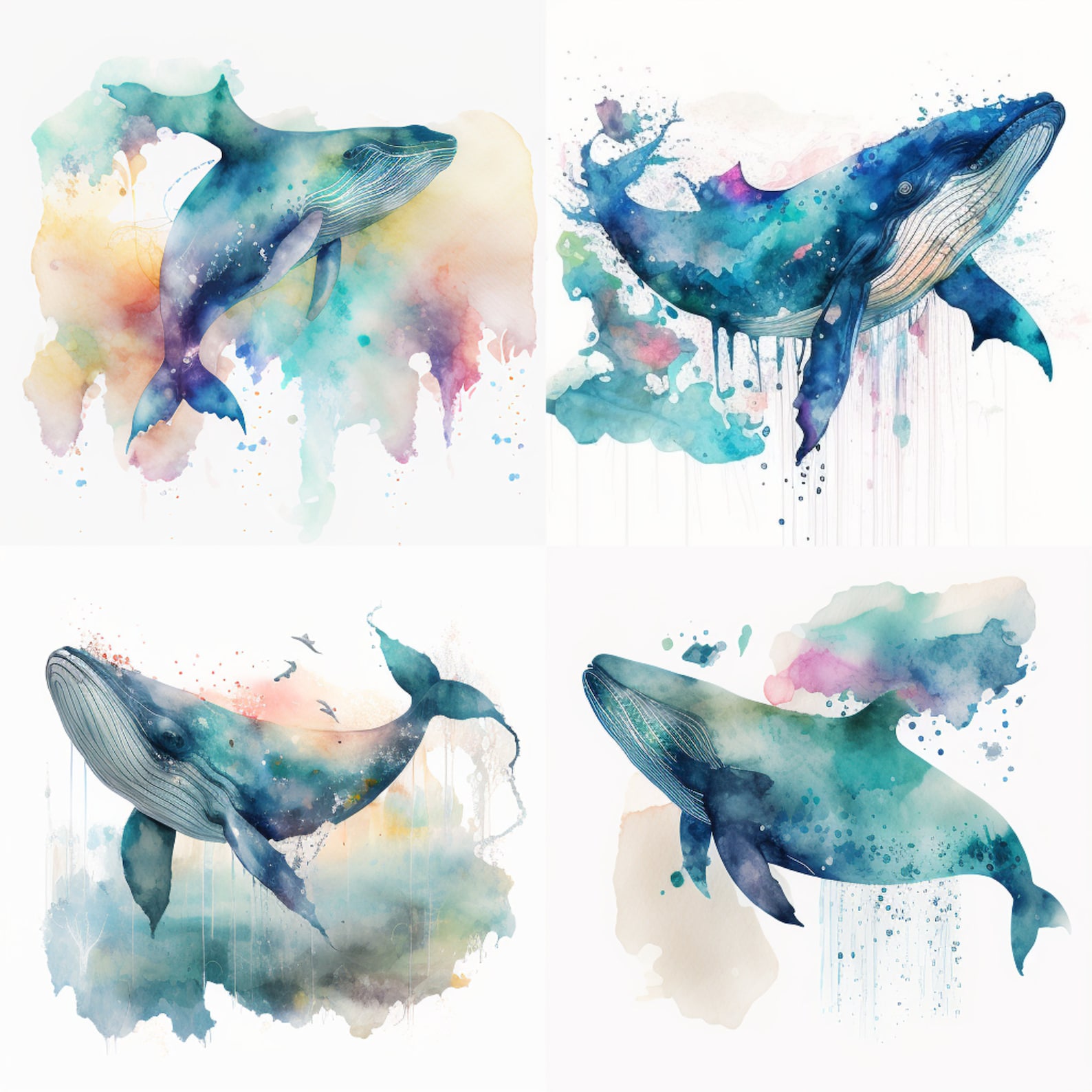 Whale Watercolor, Digital Downloads, Whale Clipart, Whale PNG, Whale ...