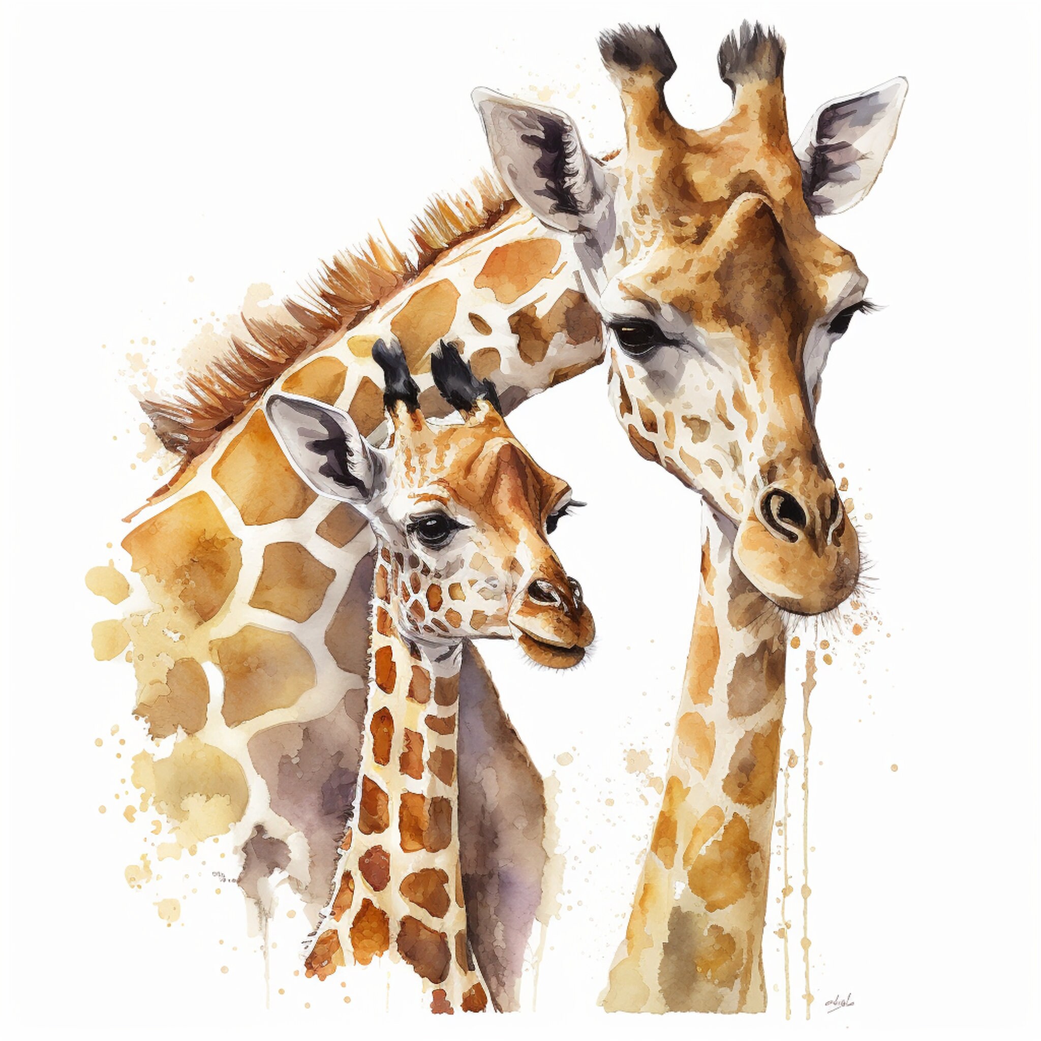 Watercolor Mom and Baby Giraffe Clipart (digital Download) - Etsy