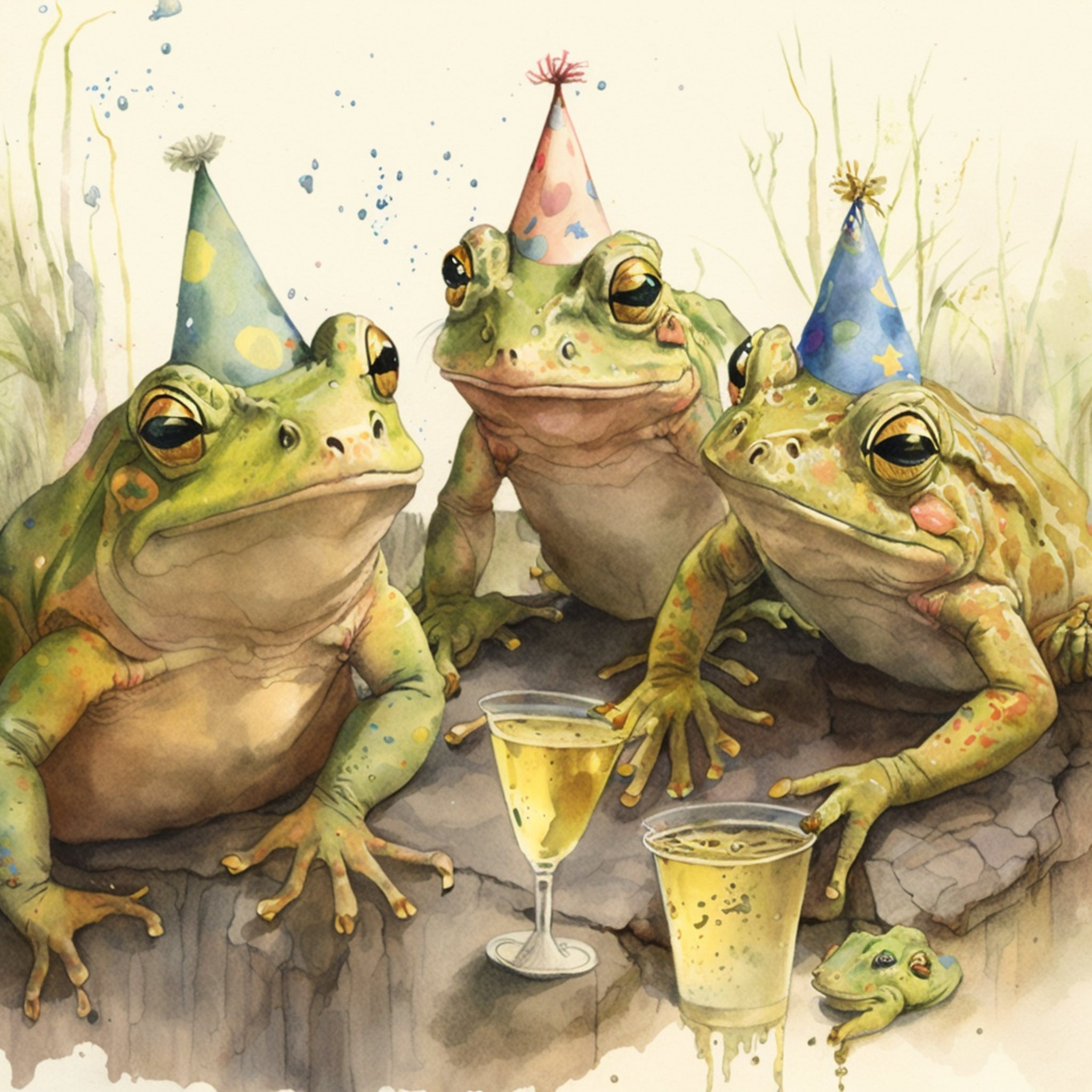 Frog Party Clipart 5 High Quality Pngs Digital Paper Crafting Digital ...