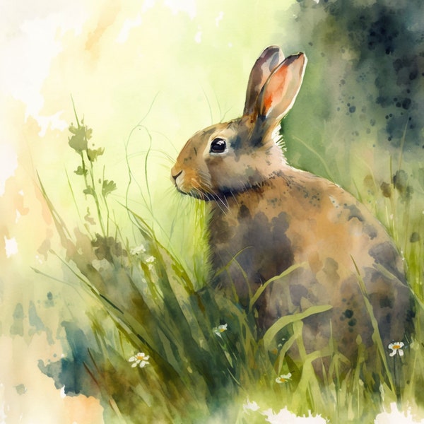 Rabbit Watercolor - Etsy