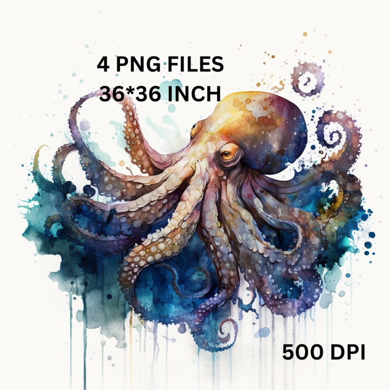 Octopus Watercolor Clipart, Octopus Watercolor, Octopus Clipart PNG ...