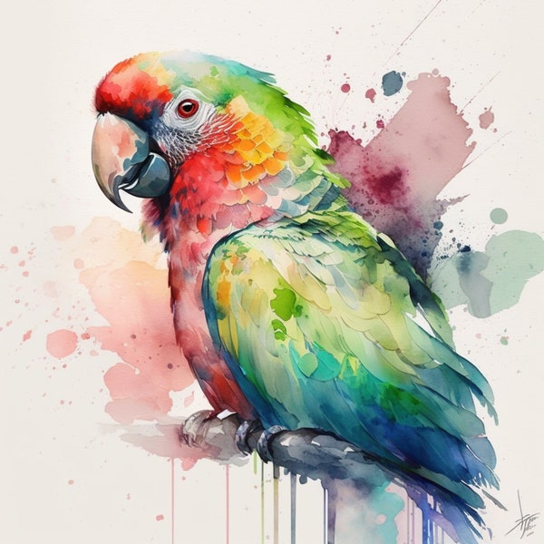 Parrot Watercolor - Etsy