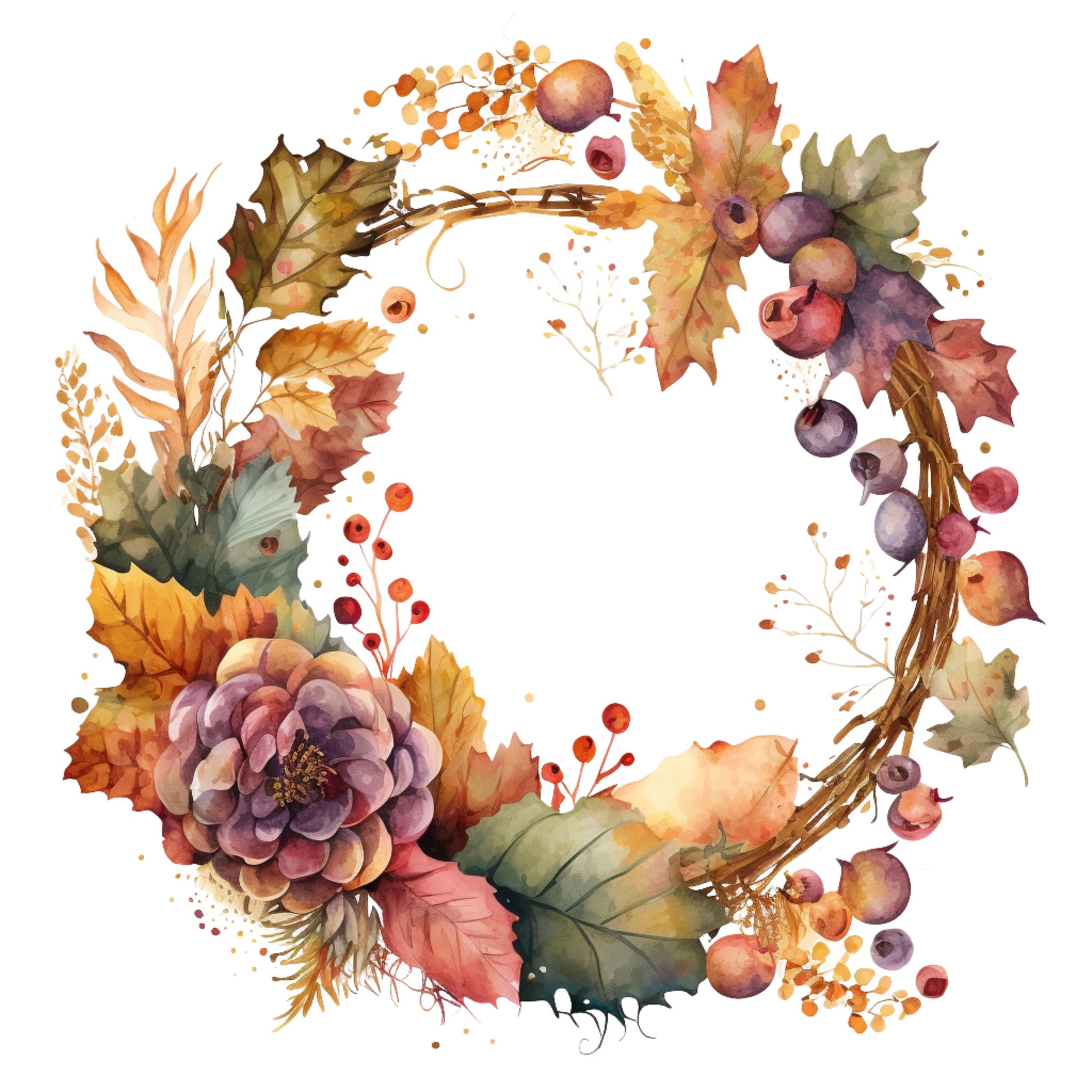 Thanksgiving Autumn Wreath Clipart 5 High Quality JPG Digital Download ...