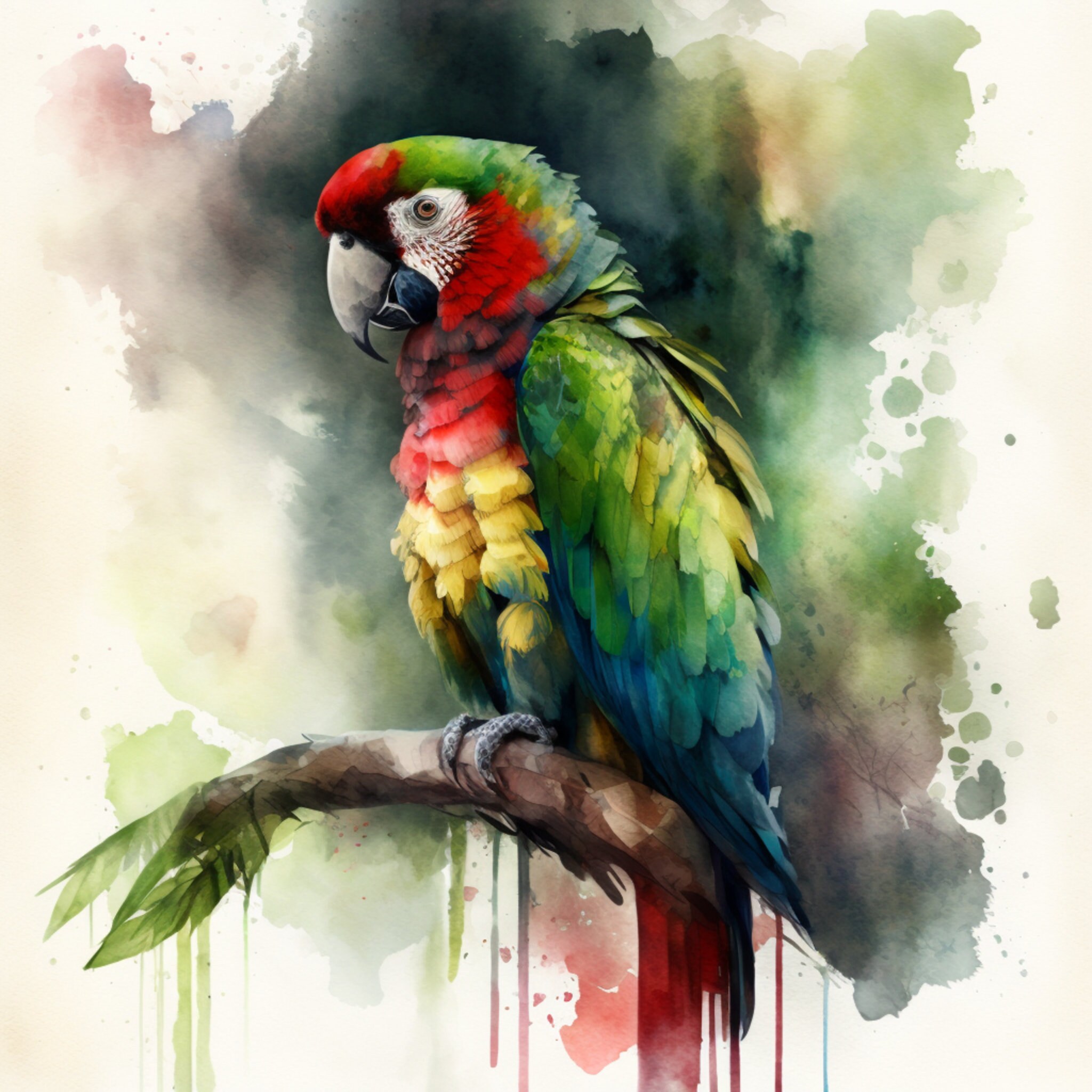 Parrot Watercolor Clipart 5 Parrot High Quality Pngs Digital Paper ...