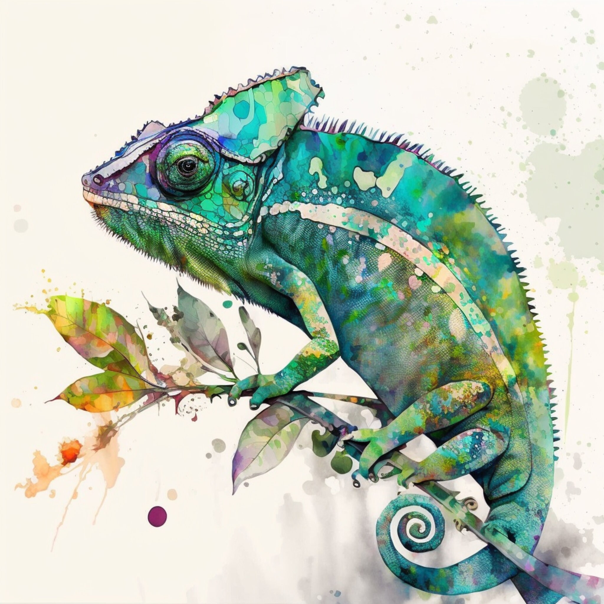 Chameleon Watercolor Digital Downloads Chameleon Clipart Chameleon PNG ...