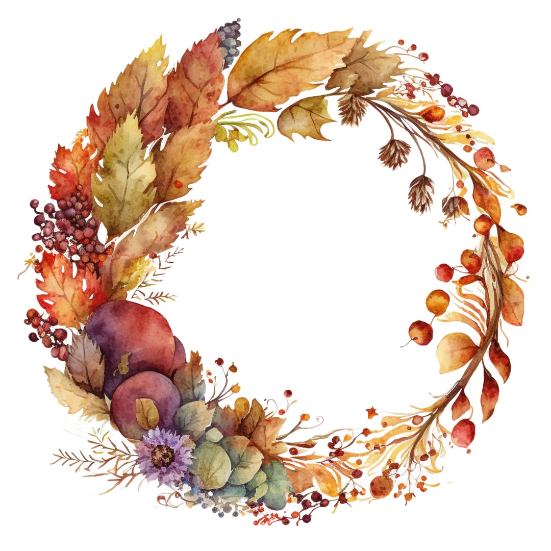 Thanksgiving Autumn Wreath Clipart 5 High Quality JPG Digital Download ...