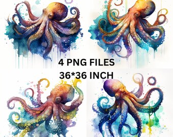Octopus Watercolor Clipart, Octopus Watercolor, Octopus Clipart PNG ...