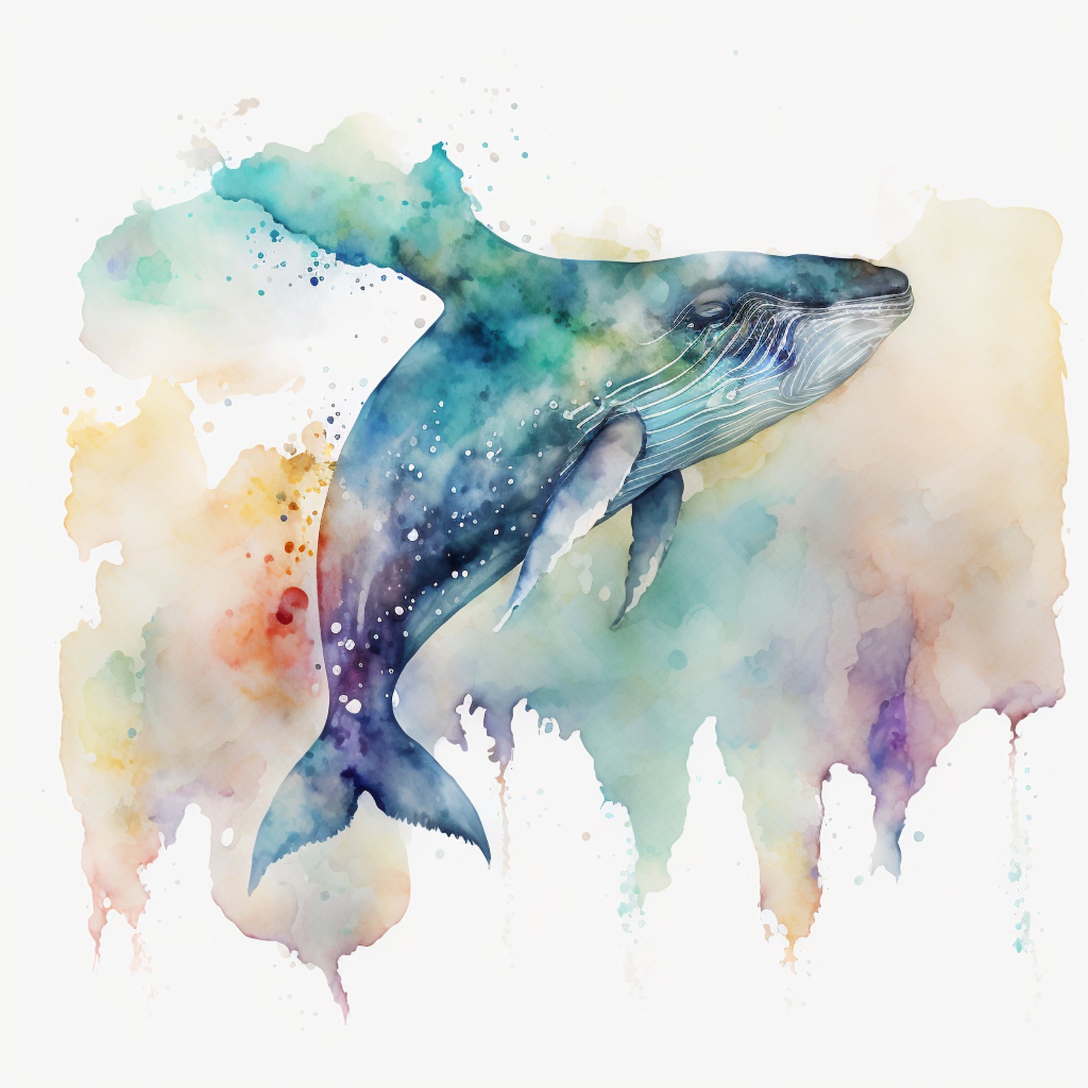 Whale Watercolor, Digital Downloads, Whale Clipart, Whale PNG, Whale ...