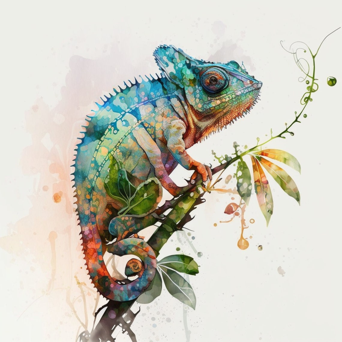 Chameleon Watercolor Digital Downloads Chameleon Clipart Chameleon PNG ...