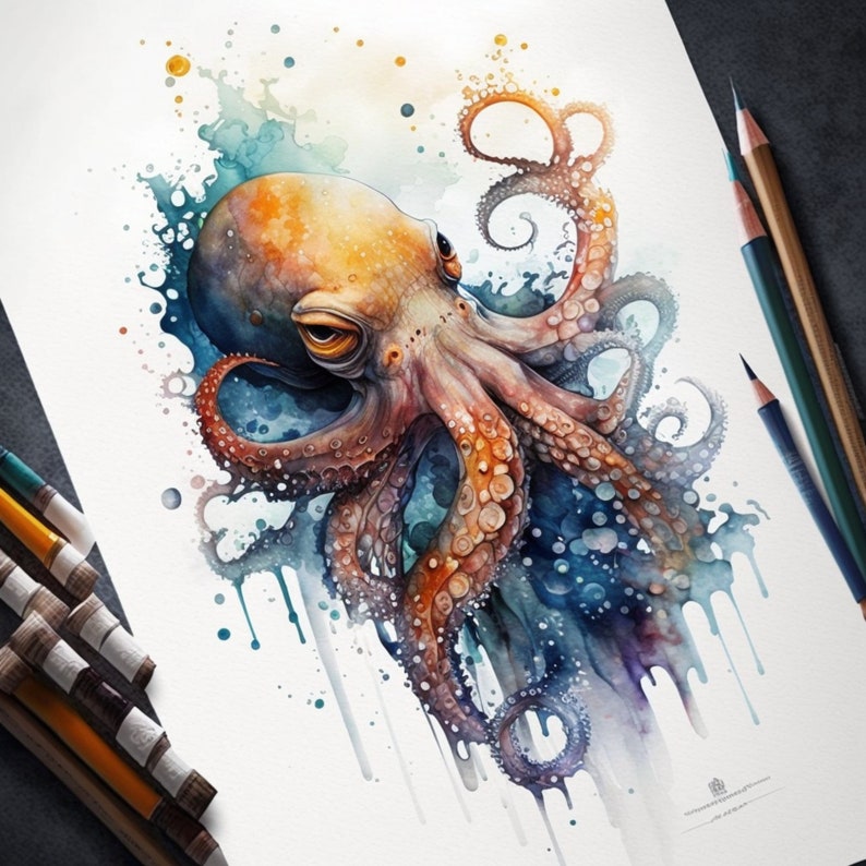 Octopus Watercolor Clipart Octopus Watercolor Octopus Clipart PNG ...
