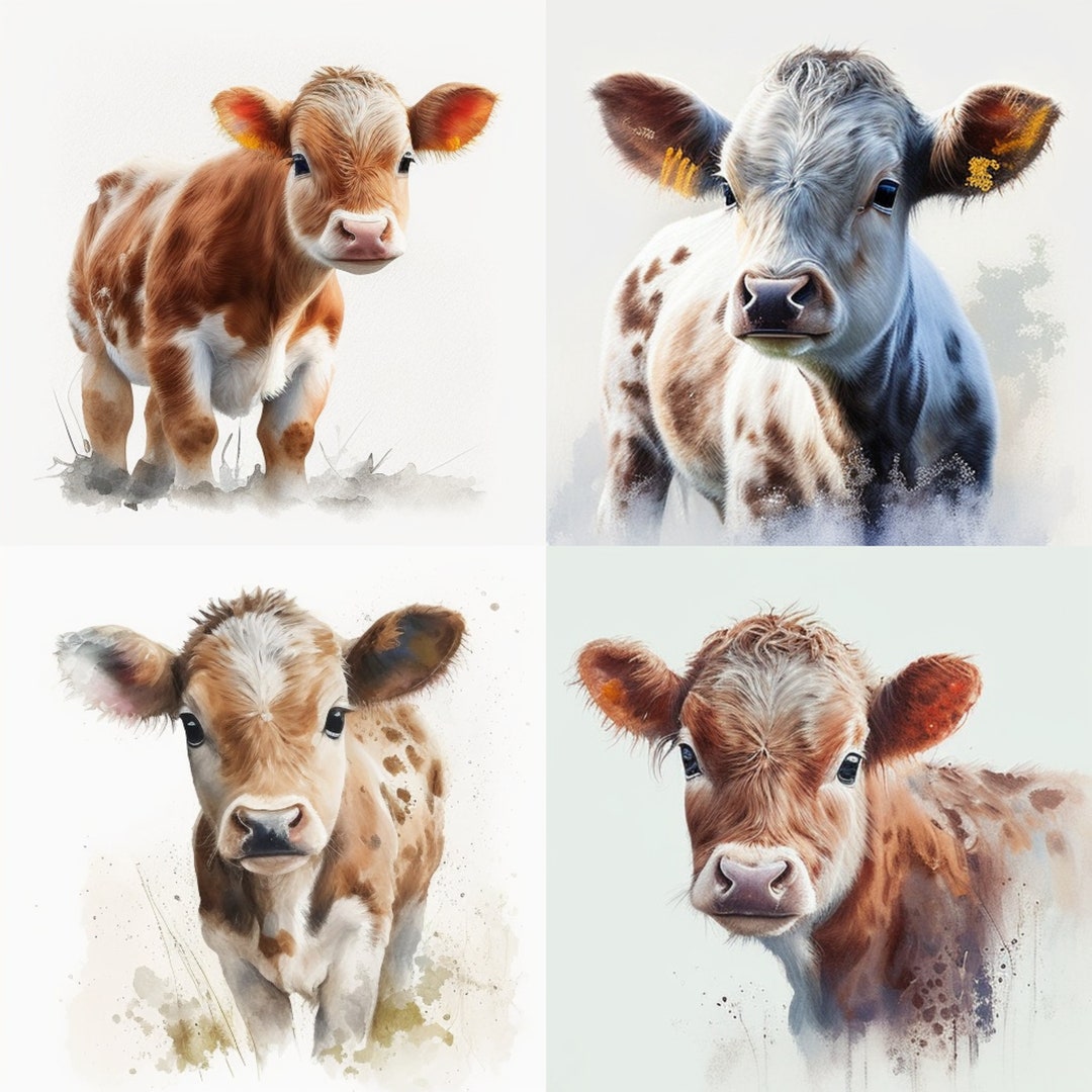 Baby Cow Wall Art Digital Download Farm Animal Nursery Decor Farmhouse ...