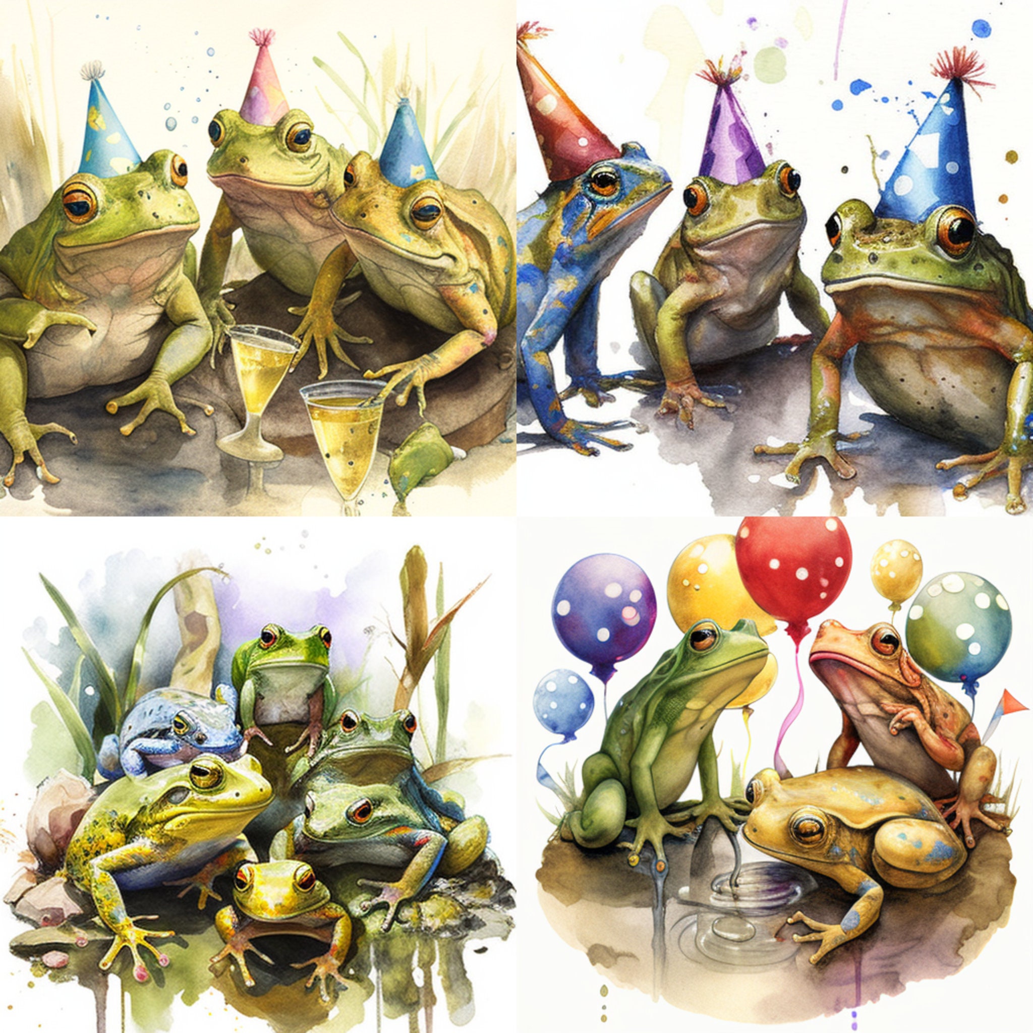 Frog Party Clipart 5 High Quality Pngs Digital Paper Crafting Digital ...