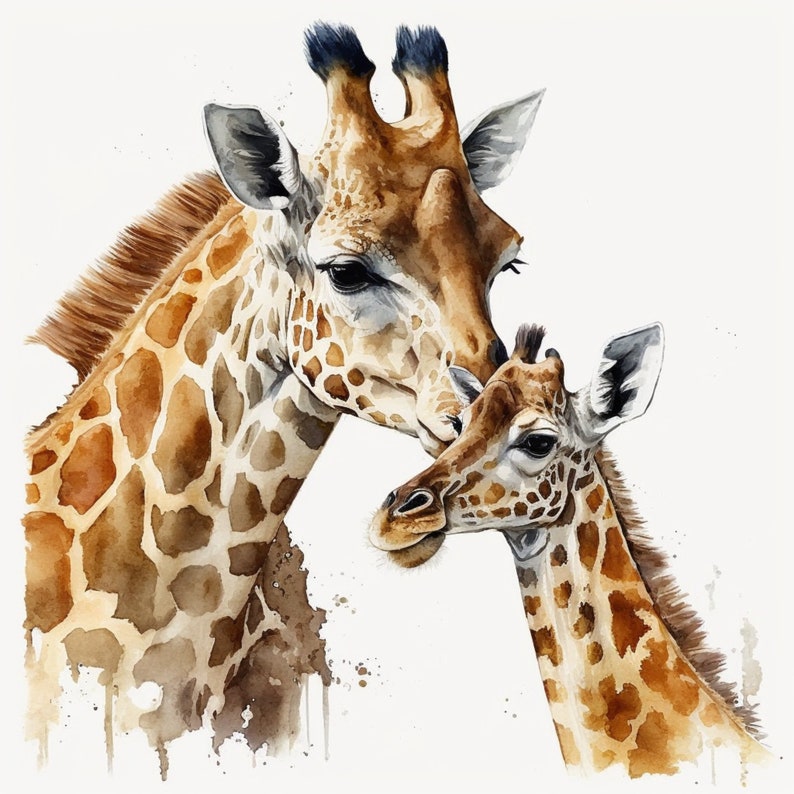 Mom and Baby Giraffe Clipart 5 High Quality Pngs Digital Crafting ...