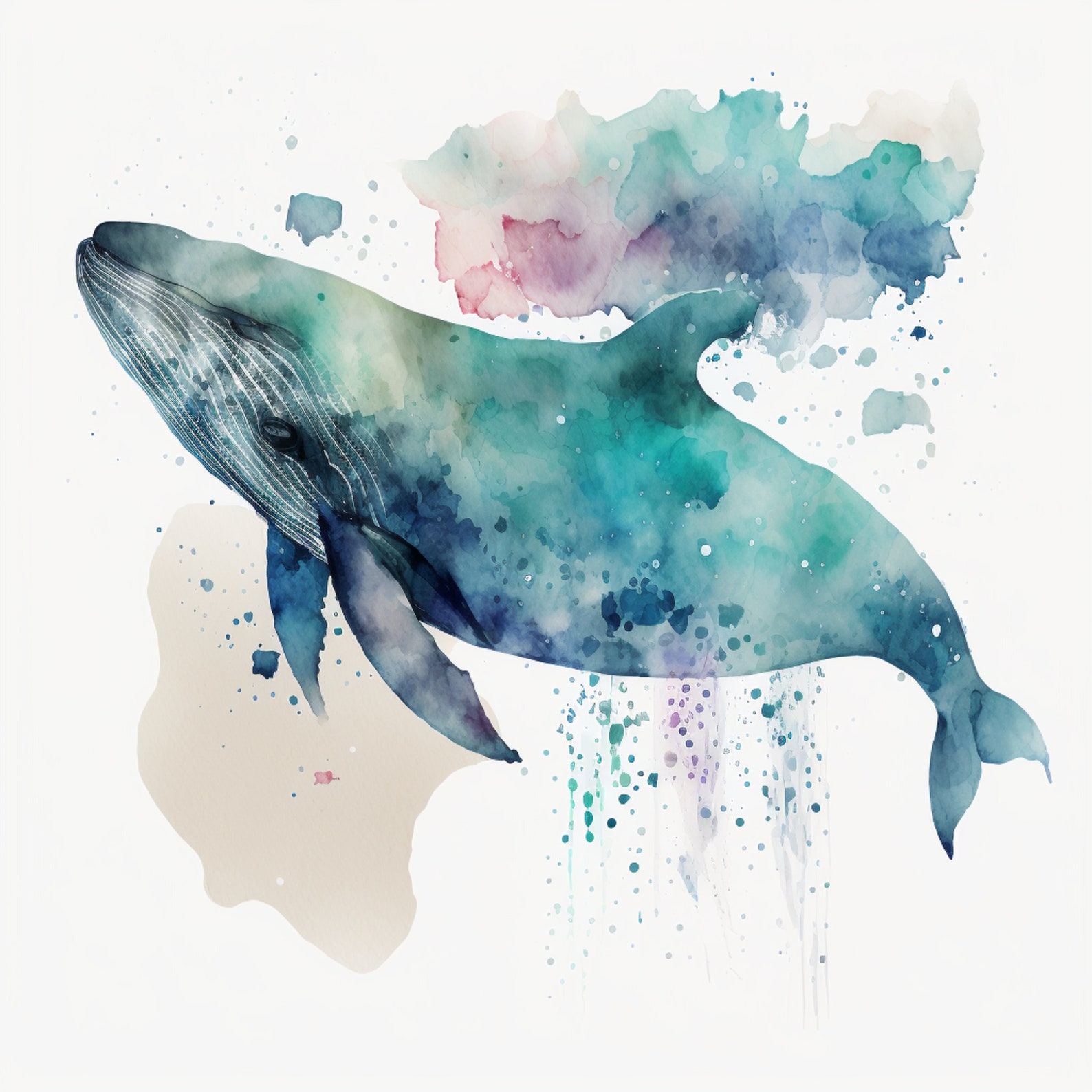 Whale Watercolor, Digital Downloads, Whale Clipart, Whale PNG, Whale ...