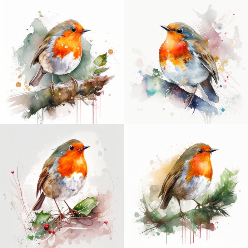 Christmas Robin Clipart 5 High Quality Pngs Digital Paper Crafting ...