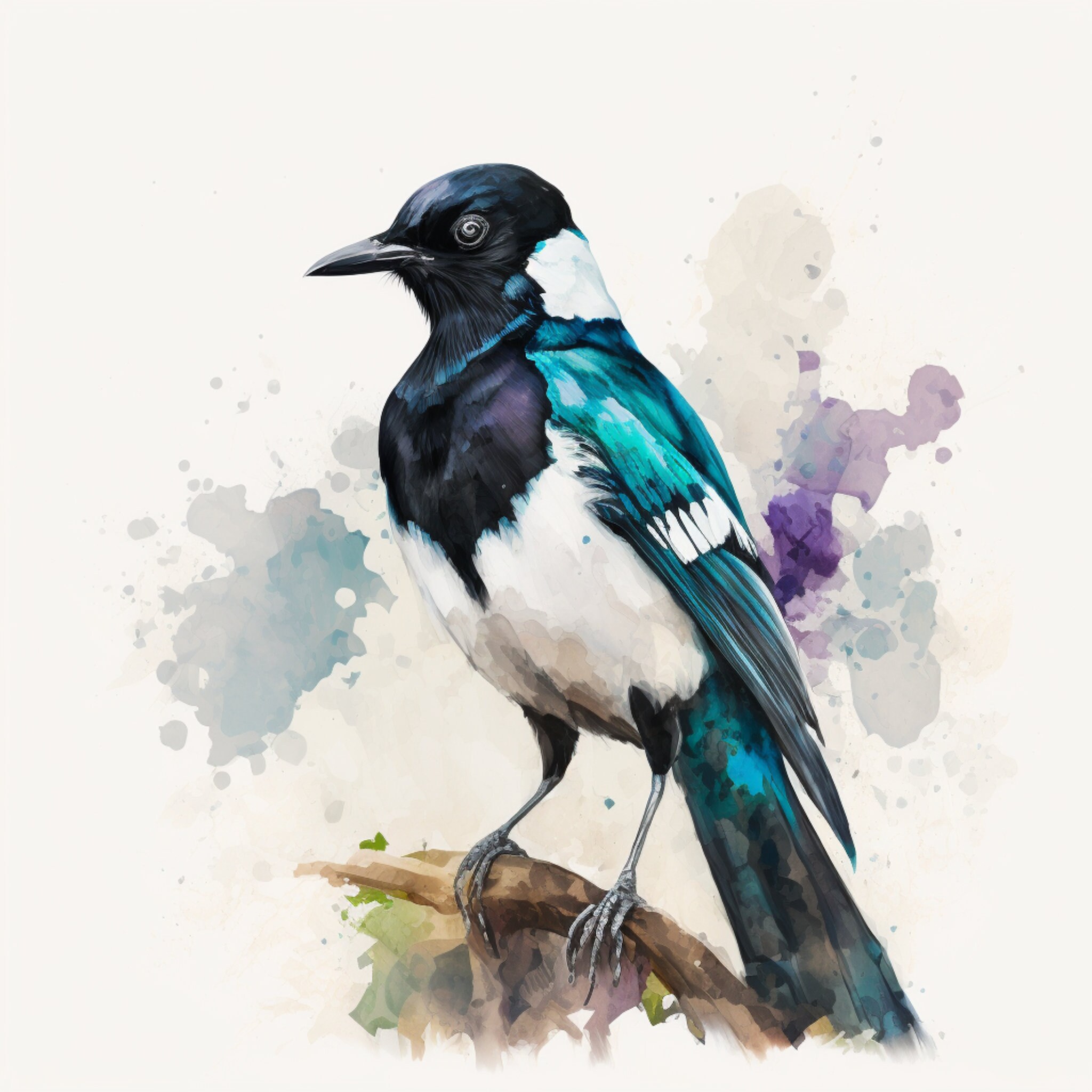 Magpie Watercolor Clipart 5 High Quality Pngs Digital Paper Crafting ...