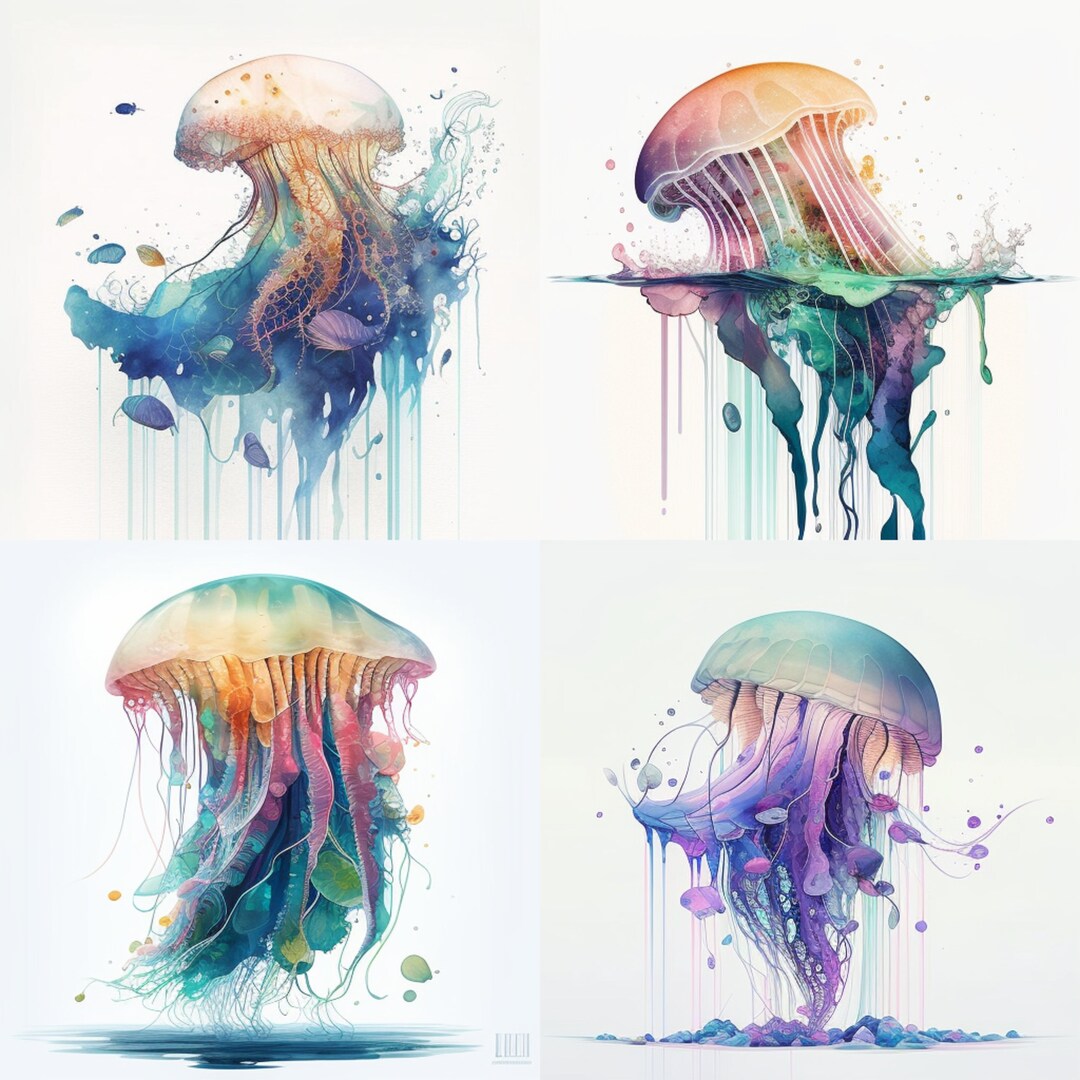 Jellyfish Watercolor Jellyfish Clipart Jellyfish Watercolor - Etsy